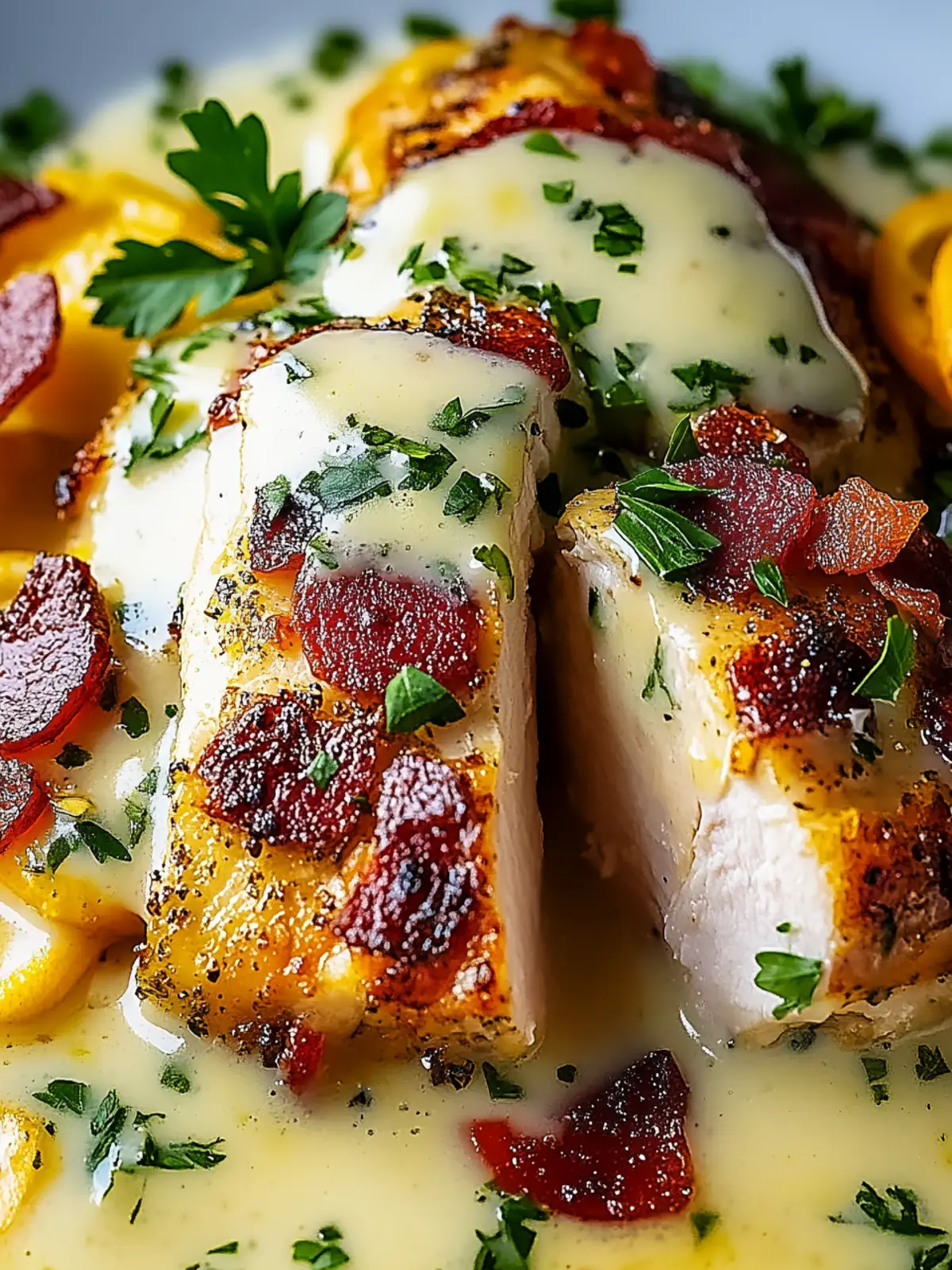 Cremiges Hähnchen-Bacon mit Honig-Senf-Sauce - Lecker und Einfach