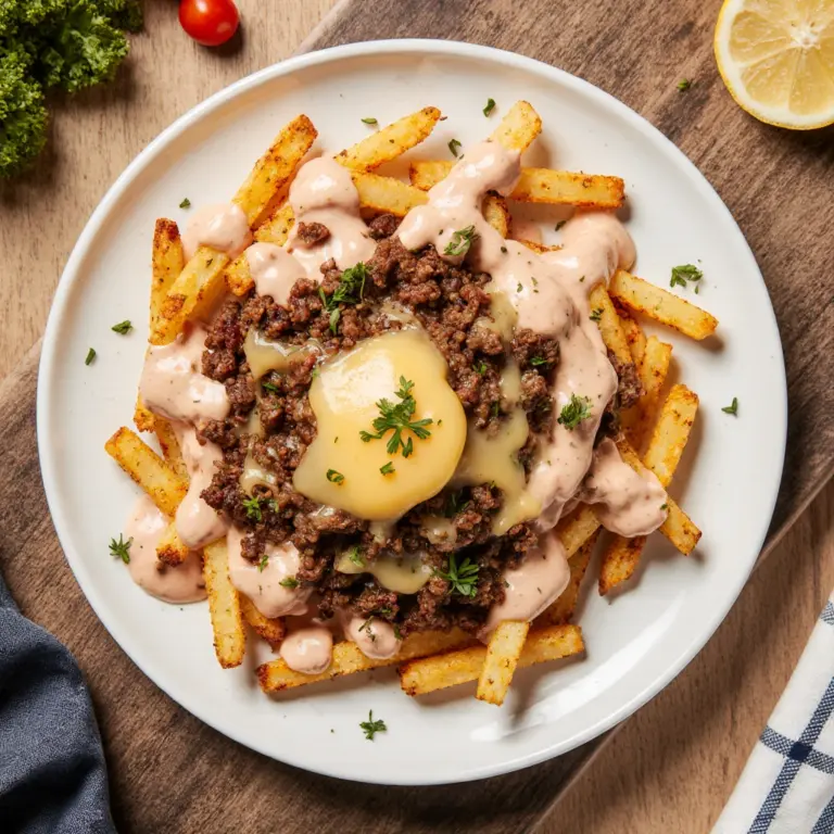 Beladene Pommes Frites mit Hackfleisch – Ein köstlicher Snack