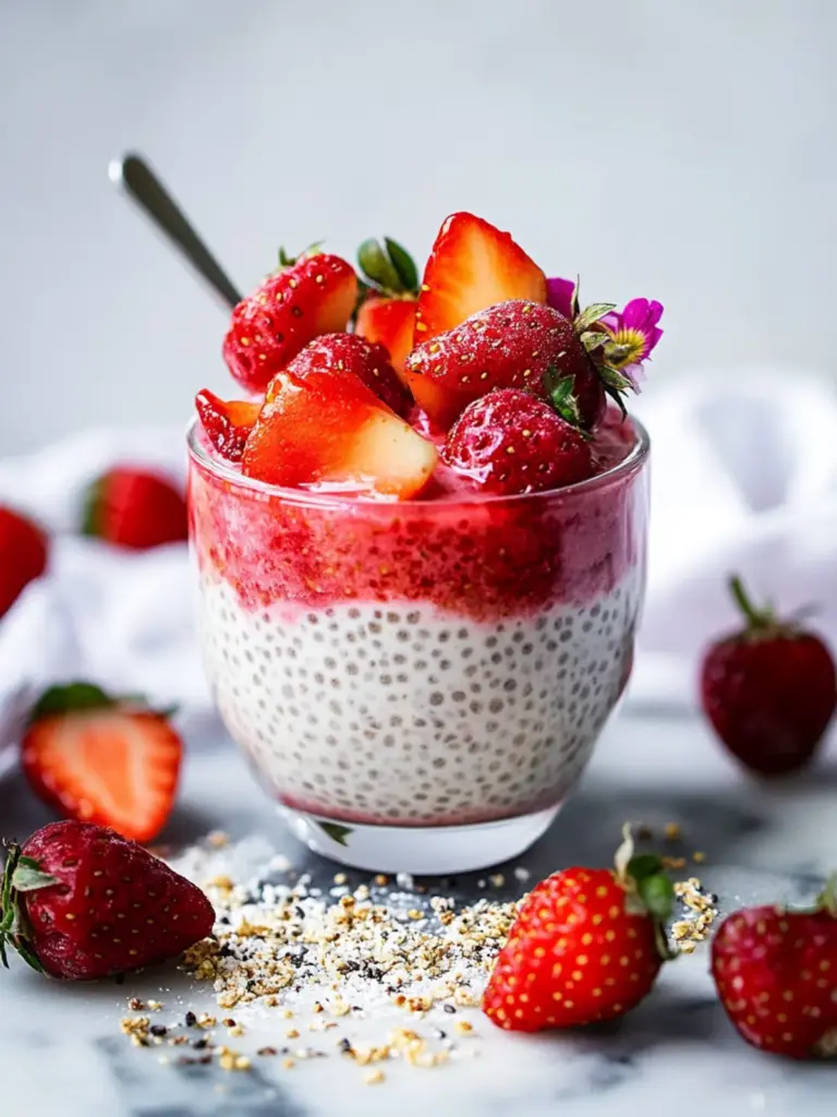 Chiapudding mit Kokos und Erdbeeren - Einfach & Lecker